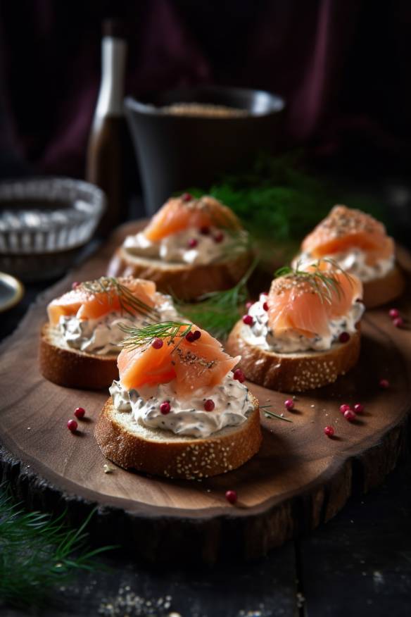 Lachs-Creme-Frischkäse Canapés - das perfekte Häppchen für jede Party